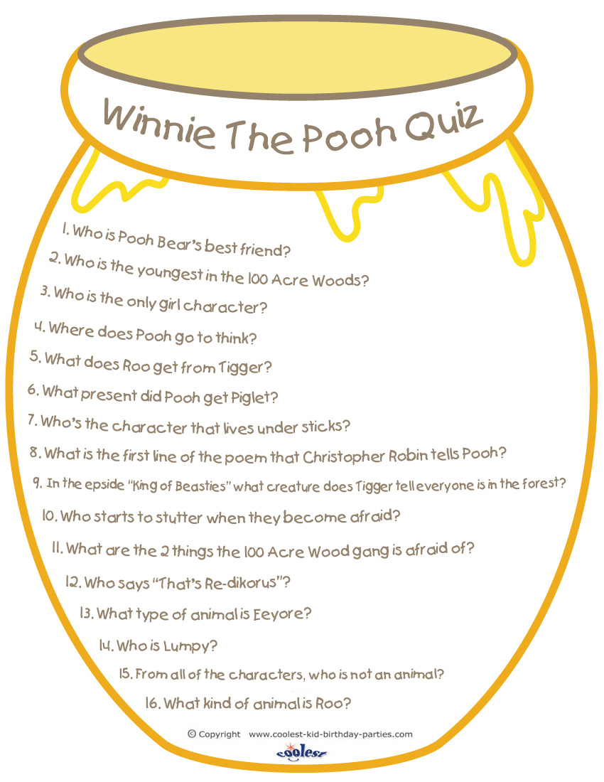 Printable Winnie the Pooh Quiz - Coolest Free Printables Printable Winnie the Pooh Quiz - Coolest Free Printables